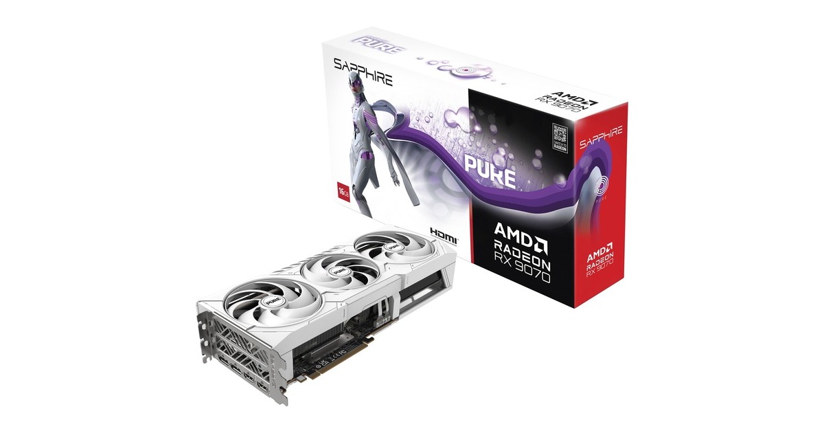 SAPPHIRE Radeon RX 9070 Pure OC, Grafikkort Hvid