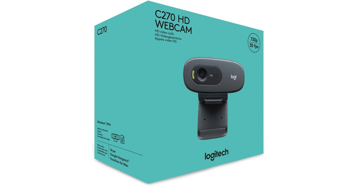 Logitech C270 HD webcam 3 MP 1280 x 720 pixel USB 2.0 Sort Sort, 3 MP ...