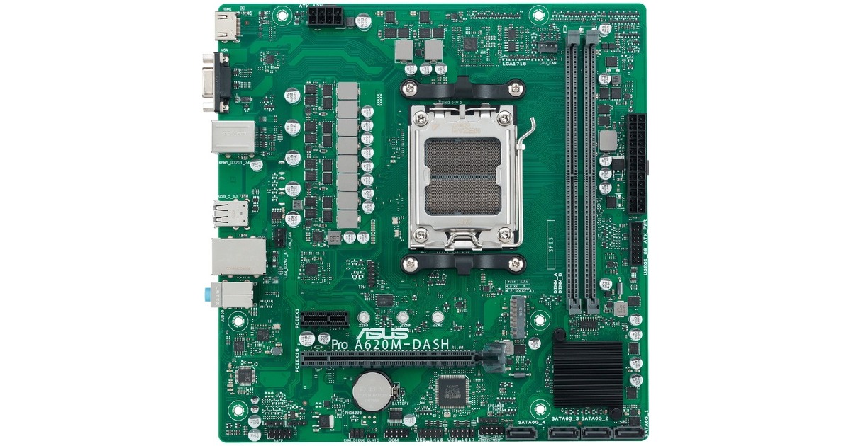 ASUS PRO A620M-DASH-CSM AMD A620 Sokkel AM5 micro ATX, Bundkort Grøn ...
