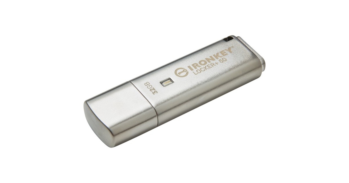 Kingston IronKey 32 GB IKLP50 AES USB med 256 bit kryptering, USB-stik ...