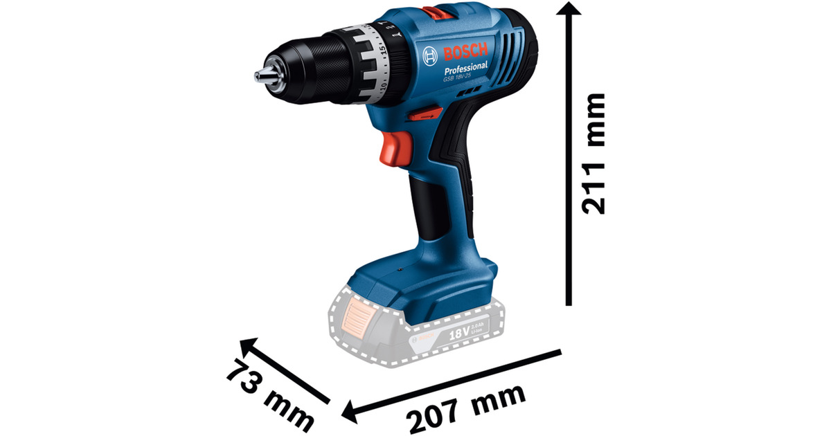 Bosch Professional GSB 18V-25, 06019K9304, Slagborer skruemaskine Blå/Sort