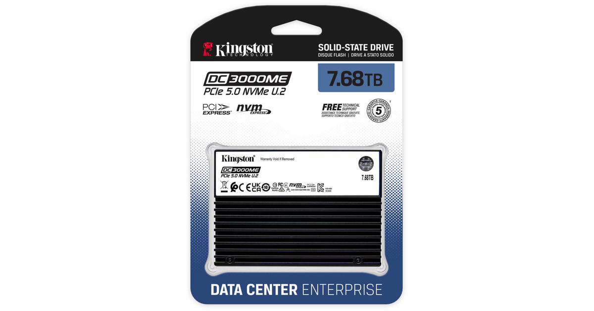 Kingston 7,68 TB DC3000ME U.2 PCIe 5.0 NVMe TCG Opal Enterprise SSD ...