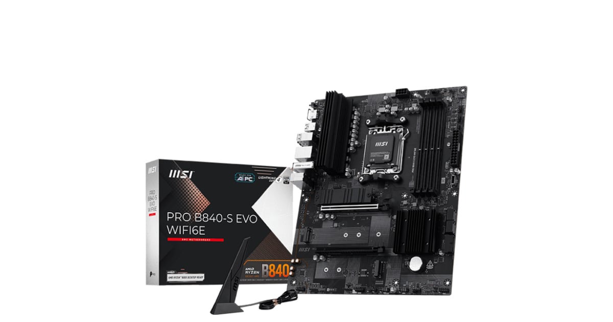 MSI PRO B840M-P WIFI6E, Bundkort Sort/Sølv