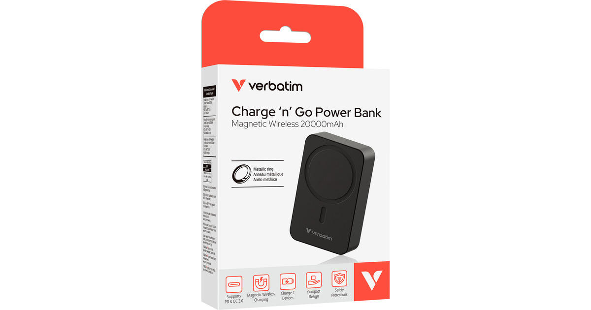 Verbatim Charge 'n' Go Essentials 20000 mAh Trådløs opladning Sort ...