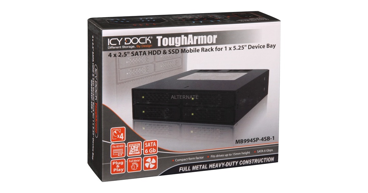 Icy Dock MB994SP-4SB-1 drive bay panel 13,3 cm (5.25") Bærerpanel Sort ...