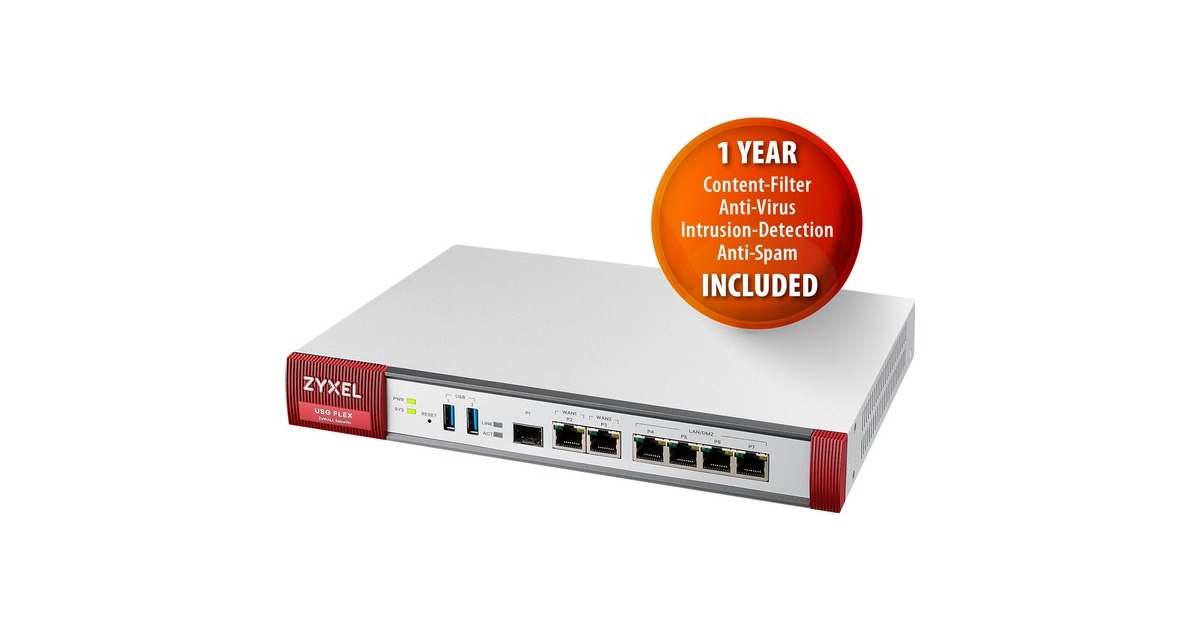 ZyXEL USG Flex 200 firewall (hardware) 1800 Mbit/s 1800 Mbit/s, 450 ...