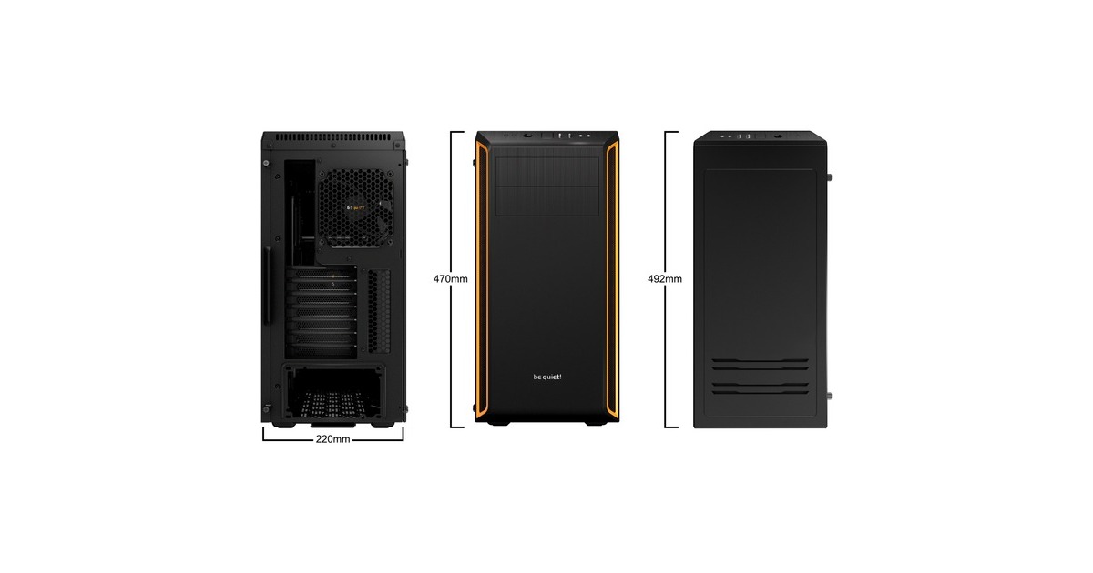 be quiet! Pure Base 600 Window Midi Tower Sort, Orange, Towerkabinet ...